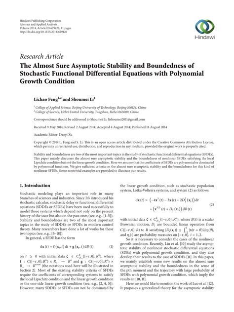 Pdf The Almost Sure Asymptotic Stability And Boundedness Of