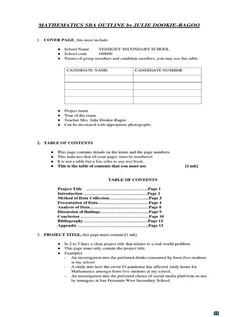 Mathematics Sba Outline Pdf Mathematics Sba Outline Pdf