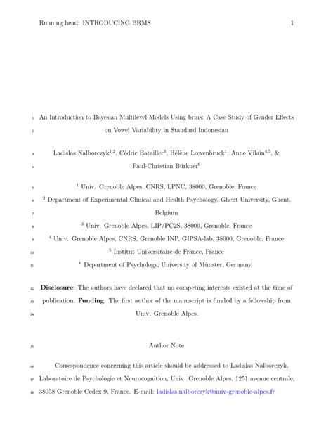 Pdf An Introduction To Bayesian Multilevel Models Using Brms A Case
