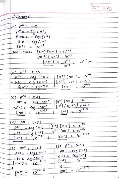 Solved Worksheet 2 Ph Practice 1 Calculate Ph And Poh For The