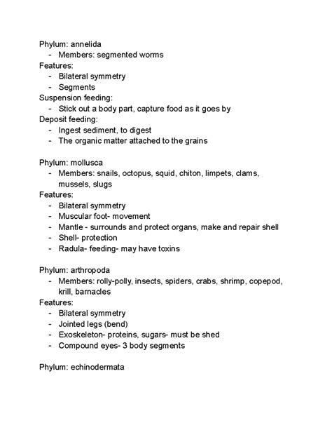 Marine Biology P Phylum Annelida Mollusca Arthropoda And