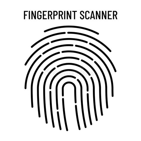 Fingerprint Scanner Vector Outline Icon Single Thumbprint Hand Sign With Dashed Line Stock