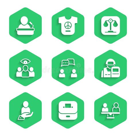 Set Speech Bubble Chat Vote Box Gender Equality Police Officer Life