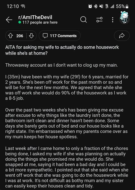 Not Oop Aita For Asking My Wife To Actually Do Some Housework While She
