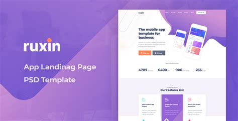 Ruxin App Landing Page PSD Template By Layerdrops ThemeForest