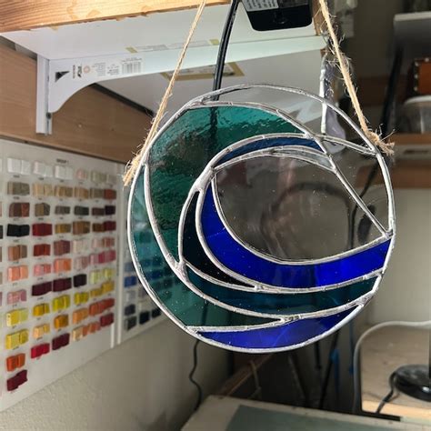 Ocean Wave Stained Glass Suncatcher Pattern • Wave Window Hanging