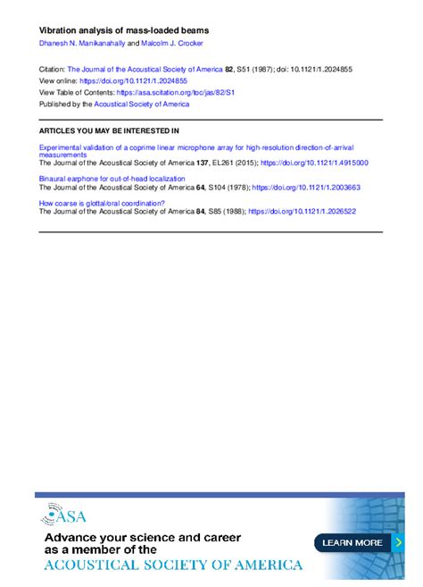 Pdf Vibration Analysis Of Mass‐loaded Beams