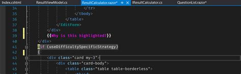 C Why Does Visual Studio Highlight Double Curly Braces In Razor Cshtml Razor Stack
