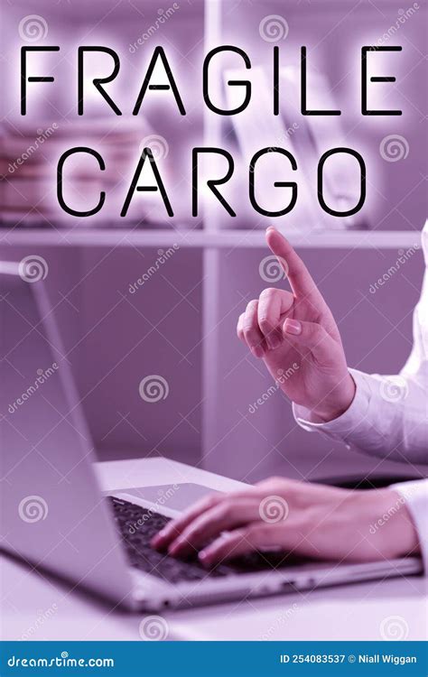 Conceptual Caption Fragile Cargo Word Written On Breakable Handle With Care Bubble Wrap Glass