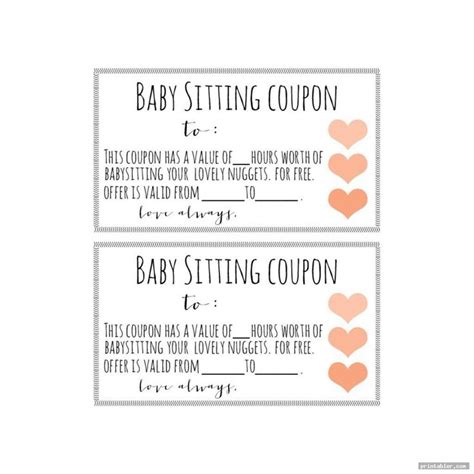 Babysitting Voucher Printable Printable Word Searches