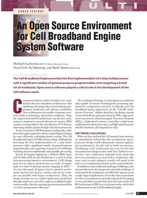 Michael Gschwind Et Al An Open Source Environment For Cell Broadband