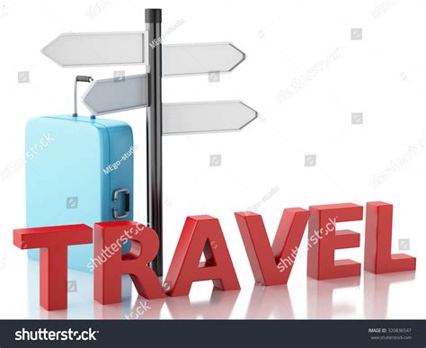 3d 렌더러 그림 여행가방과 사인보드 격리된 스톡 일러스트 320836547 Shutterstock