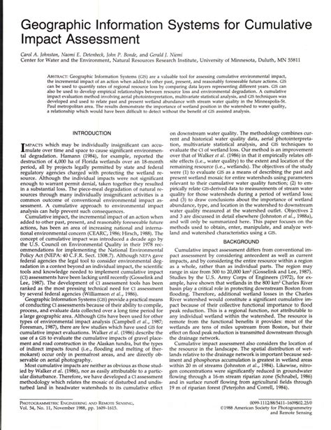 Pdf Geographic Information Systems For Cumulative Impact Assessment