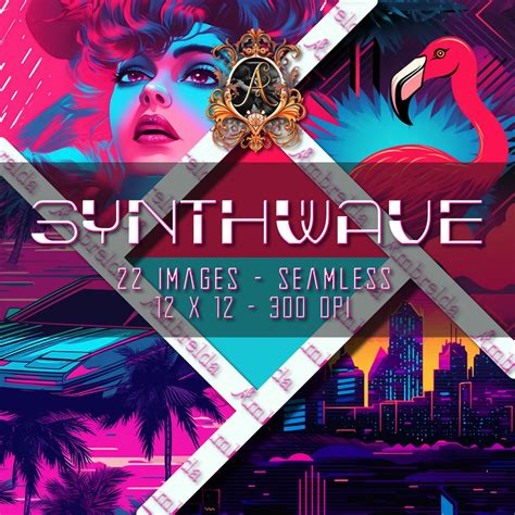 Synth Wave Synth Wave Seamless Pattern Printable Digital Paper 22