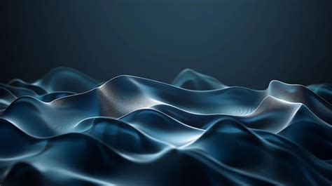 Abstract Blue 3d Waves With A Metallic Sheen Premium Ai Generated Image
