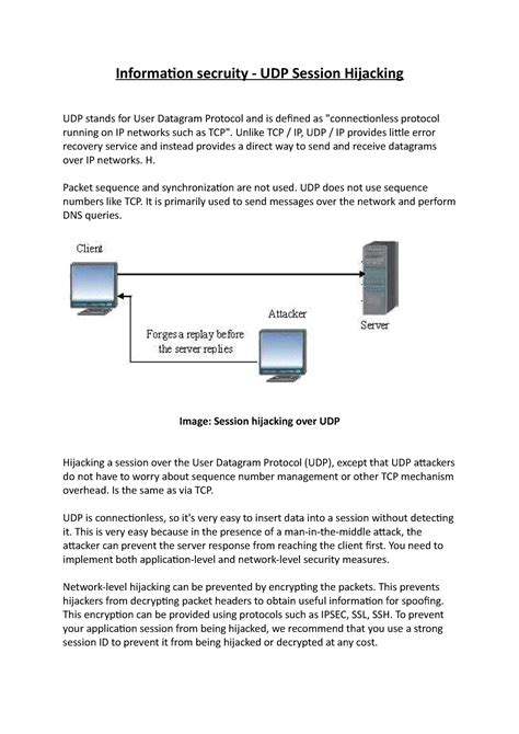 Information Secruity Udp Session Hijacking Unlike Tcp Ip Udp