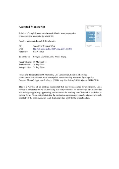 Pdf Solution Of Coupled Poroelasticacousticelastic Wave Propagation