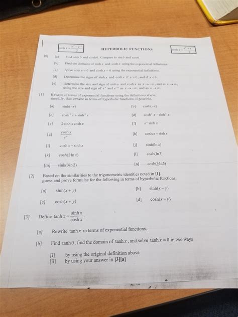 Solved Sinhx A Hyperbolic Functions [0] Find Sinh And