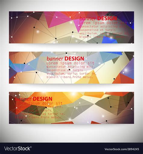 Set With Polygonal Abstract Shapes Circles Lines Vector Image