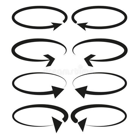 Circular Arrow Icons Set Eight Different Styles Simple Black And