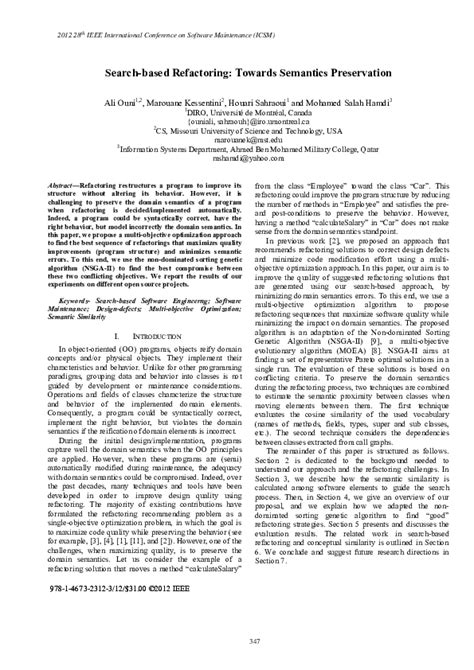 Pdf Search Based Refactoring Towards Semantics Preservation
