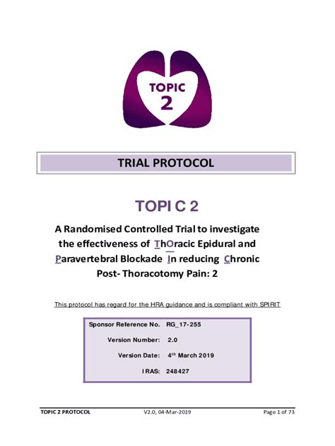 Fillable Online The Effectiveness Of Thoracic Epidural And Paravertebral Blockade In Fax