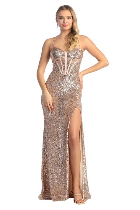 Cindy Collection 1756 Sparkling Corset Sequin Dress Norma Reed