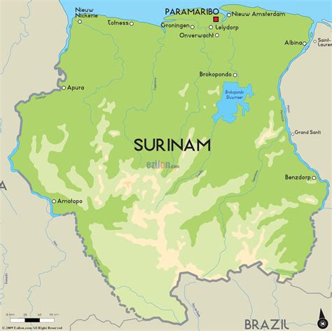 Road Map Of Surinam And Surinam Road Maps