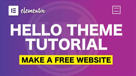 Free Hello Elementor Theme Tutorial Make A Free One Page Website Using