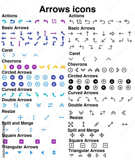 Arrows Set Of 100 Black Icons Arrow Icon Arrow Vector Collection Arrow Cursor Modern Simple