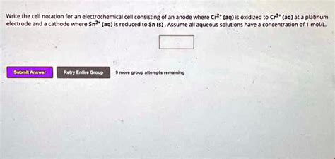 Solved The Correct Cell Notation For An Electrochemical Cell
