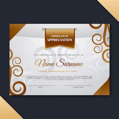 Free Vector Elegant Golden Certificate Template