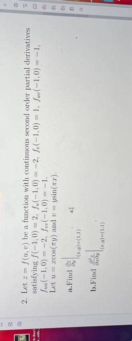 solved 2 let z f u v be a function with continuous second