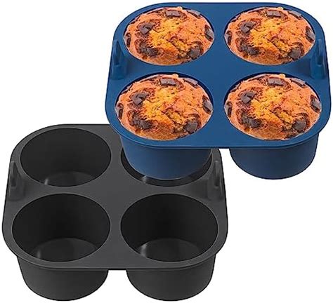 webake Lot de 2 grands moules à muffins profonds en silicone pour