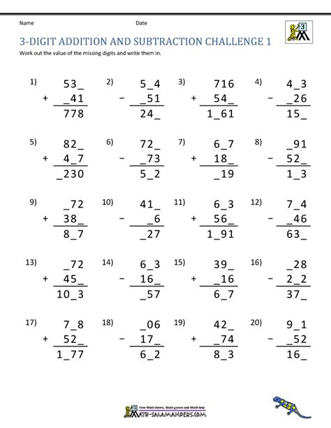3 Digit Addition And Subtraction Worksheets