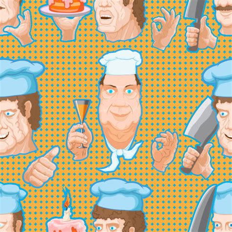 250 Cute Little Chef Cartoon Character With Background Stock