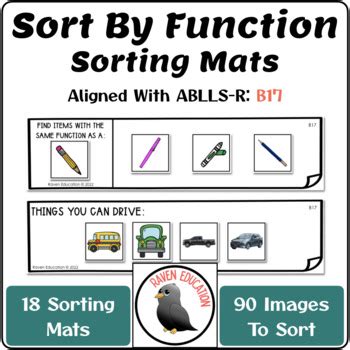 Sort By Function Sorting Mats Aligned With Ablls R B By Raven Education