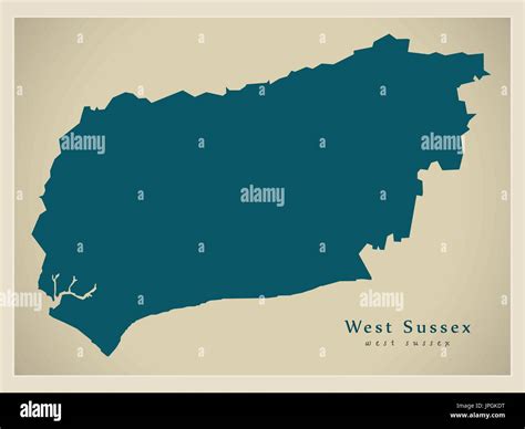Modern Map West Sussex County England Uk Illustration Stock Vector