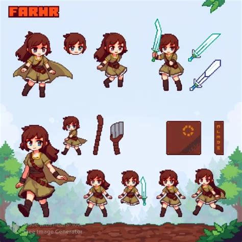 Female Rpg Maker Mz Sprite Sheet Pixel Art For Games Free Ai Art Generator
