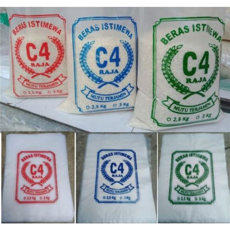 Jual Plastik Beras 3 Kg Cap C4 RAJA Isi 100 Lembar Shopee Indonesia