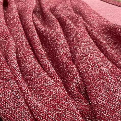 Glitzy Textured Stretch Knit Pink Silver 1st For Fabric