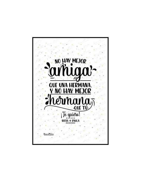 Lámina No Hay Mejor Amiga Que Una Hermana Regalos Personalizados