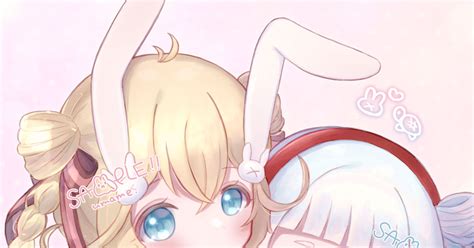 白猫プロジェクト ツキミちゃんとトルチェ🐰🐢🌸 🌷うまめのイラスト Pixiv