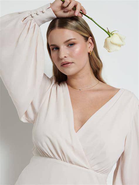 Sienna Long Sleeve Chiffon Bridesmaid Dress Champagne Pretty Lavish