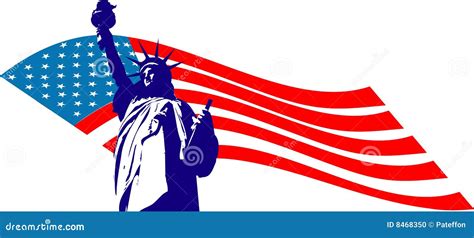 Statue Of Liberty And The USA Flag Stock Vector Illustration Of