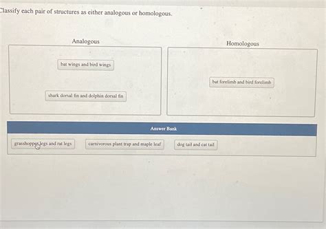 solved classify each pair of structures as either analogous