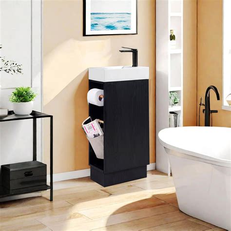 Ebern Designs Small Bathroom Vanity Sink Floor Standing Bathroom Vanity With Toilet Paper