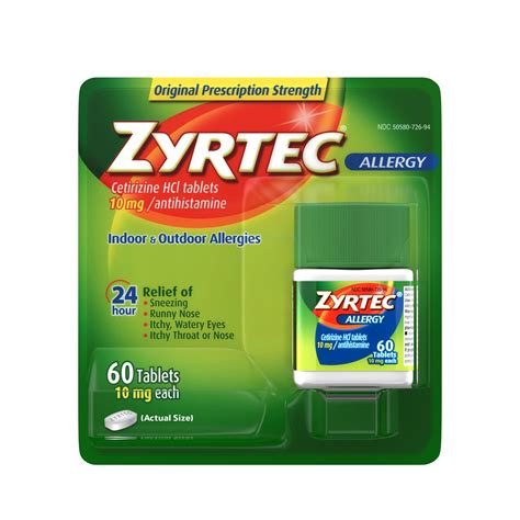 Zyrtec Allergy 24 Hour Relief Tablets 10 Mg Shop Sinus Allergy At