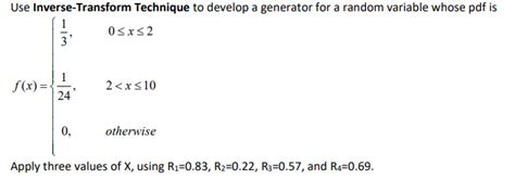 Solved Use Inverse Transform Technique To Develop A Chegg