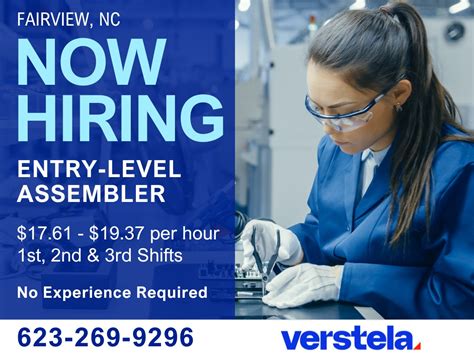 Verstela Now Hiring Entry Level Assemblers In Fairview Nc A
